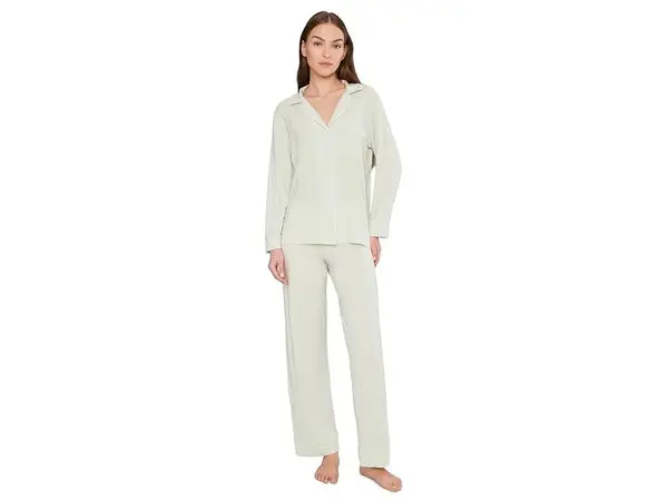 Eberjey Gisele Tenceltm Modal Long Pj Set Pajama Sets Eucalyptus/ivory - Green