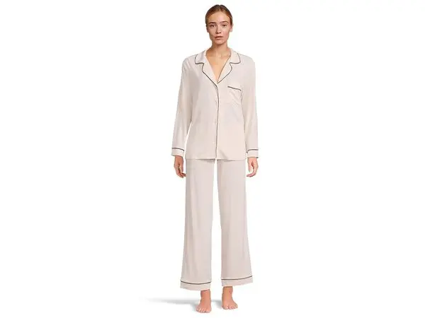 Eberjey Gisele Tenceltm Modal Long Pj Set Pajama Sets Dawn/navy - Pink