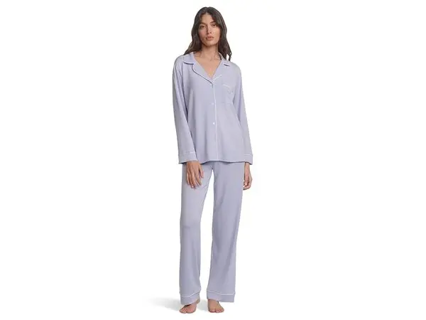 Eberjey Gisele Tenceltm Modal Long Pj Set Pajama Sets Lead/ivory - Purple