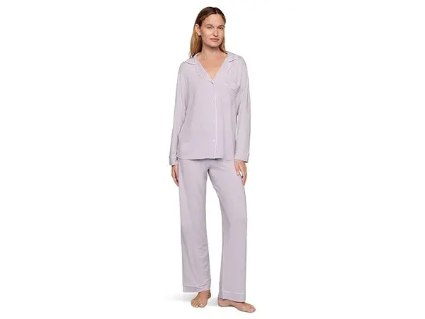Eberjey Gisele Tenceltm Modal Long Pj Set Pajama Sets Ice /ivory - Purple