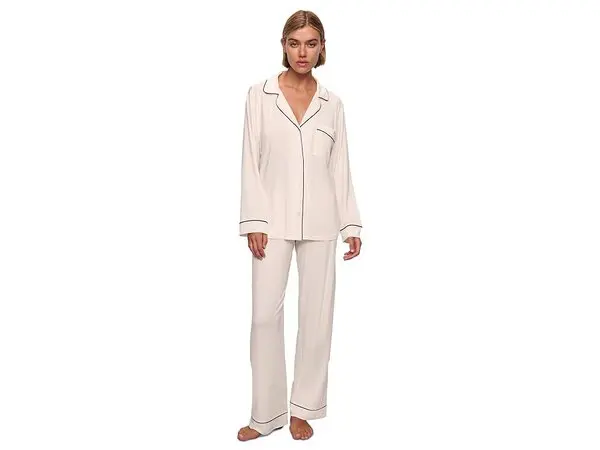Eberjey Gisele Tenceltm Modal Long Pj Set Pajama Sets Pure Ivory - White