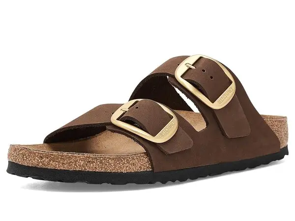 BIRKENSTOCK Arizona Big Buckle Nubuck Leather Sandals - Brown