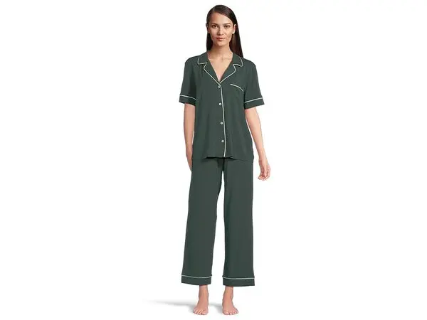 Eberjey Gisele Tenceltm Modal Short Sleeve Pant Pj Set Pajama Sets Ice /ivory - Black