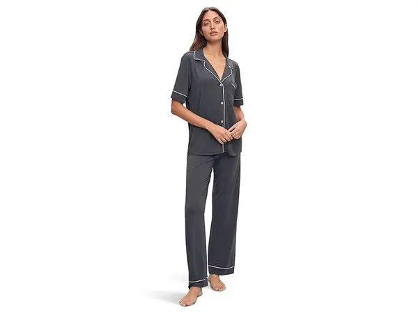 Eberjey Gisele Tenceltm Modal Short Sleeve Pant Pj Set Pajama Sets Ice /ivory - Gray