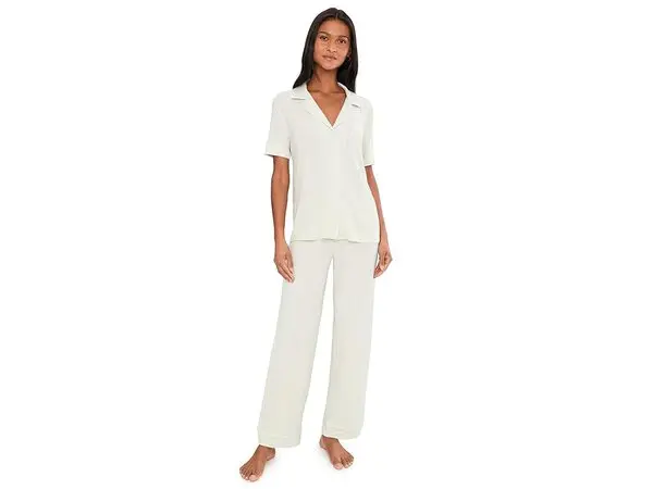 Eberjey Gisele Tenceltm Modal Short Sleeve Pant Pj Set Pajama Sets Ice /ivory - Green