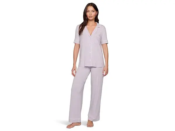 Eberjey Gisele Tenceltm Modal Short Sleeve Pant Pj Set Pajama Sets Berry Blush/ivory - Purple