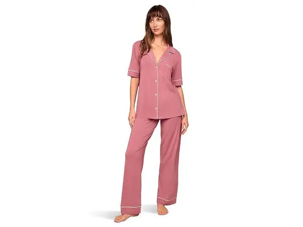 Eberjey Gisele Tenceltm Modal Short Sleeve Pant Pj Set Pajama Sets Ice /ivory - White