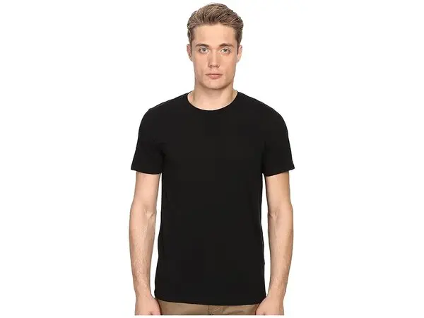 Vince Short Sleeve Pima Cotton Crew Neck Shirt Short Sleeve Pullover - Black
