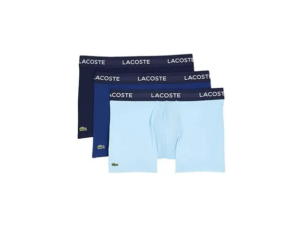 Lacoste 3-pack Solid With Semi Fancy Belt Underwear Trunks Underwear Navy /white/red - Blue