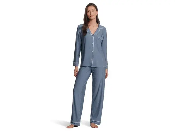 Eberjey Gisele Printed Tencela C/ Modal Long Pj Set Pajama Sets Heart To Heart/black - Blue