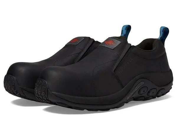 Merrell Jungle Moc Leather Composite Toe Slip-on Shoes - Black