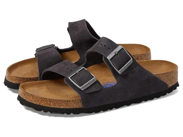 BIRKENSTOCK Arizona Soft Footbed Suede Sandals - Gray