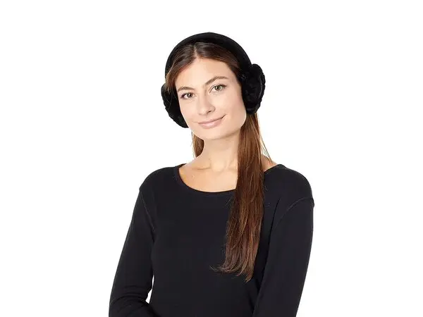 UGG Water Resistant Sheepskin Earmuffs With Embroidered Logo - Black