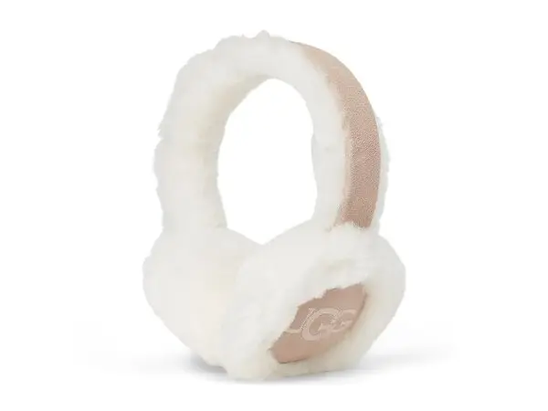 UGG Water Resistant Sheepskin Earmuffs With Embroidered Logo - Bone