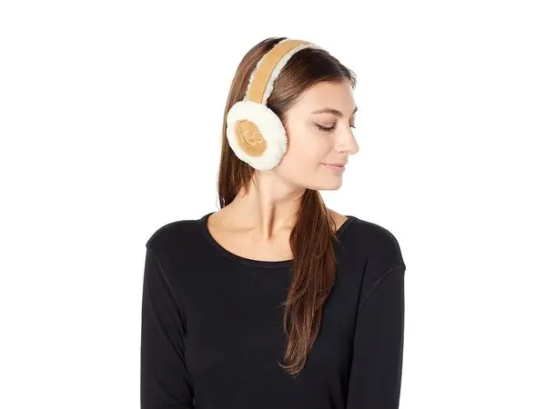 UGG Water Resistant Sheepskin Earmuffs With Embroidered Logo - Brown
