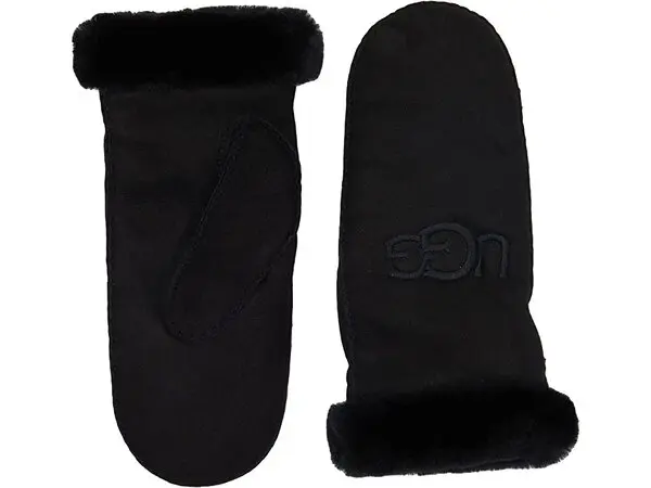 UGG Embroidered Sheepskin Mittens With Tech Palm - Black