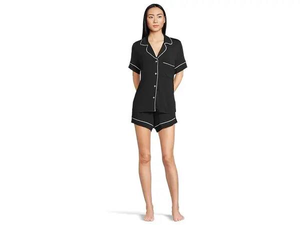 Eberjey Gisele Relaxed Short Pj Set Pajama Sets Seafoam - Black