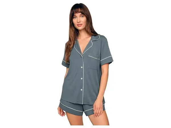 Eberjey Gisele Relaxed Short Pj Set Pajama Sets Buttercream - Blue
