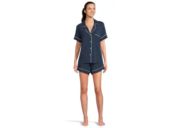 Eberjey Gisele Relaxed Short Pj Set Pajama Sets Ice Ivory - Blue