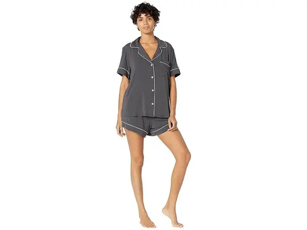 Eberjey Gisele Relaxed Short Pj Set Pajama Sets Navy/ivory - Gray