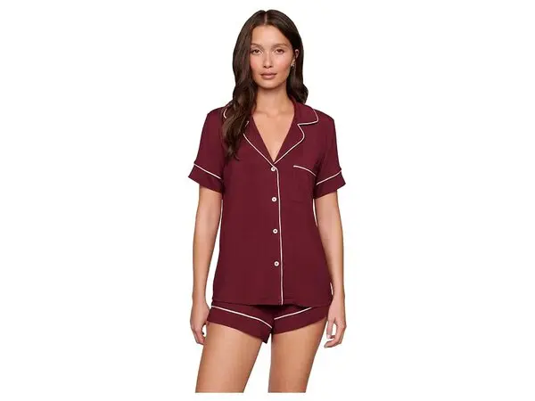 Eberjey Gisele Tenceltm Modal Relaxed Shorts Pj Set Pajama Sets Navy/ivory - Red