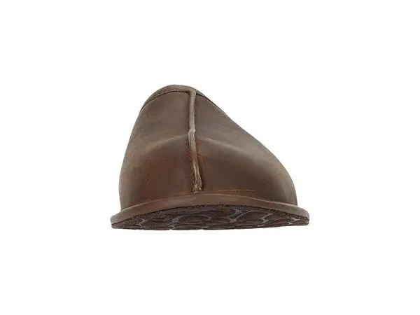 UGG Scuff Leather Slippers With Sheepskin Lining - Tan