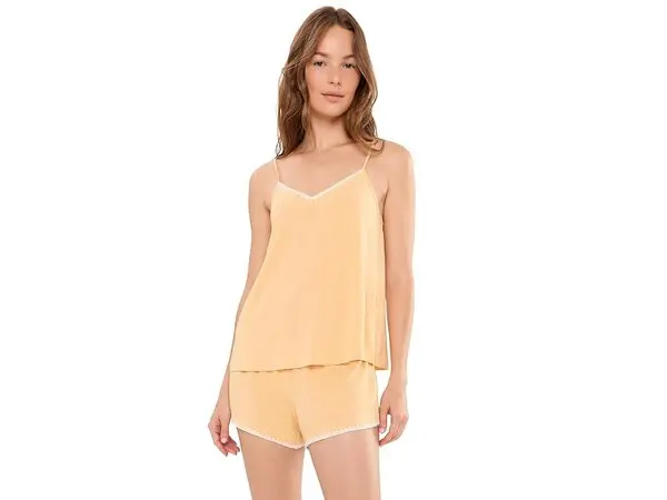 Eberjey Frida The Whip Stitch Cami And Shorts Set Pajama Sets Eucalyptus/ivory - Orange