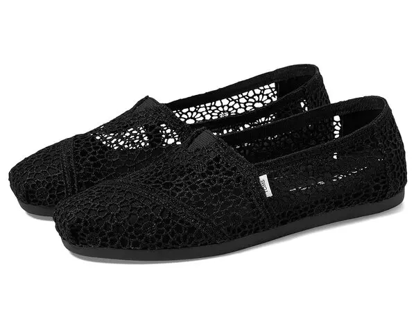 Toms Alpargata Cloudbound Natural Moroccan Crochet Slip-on Shoes - Black
