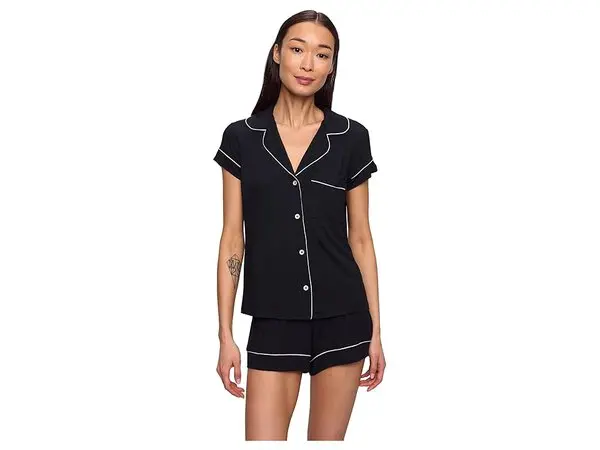 Eberjey Gisele Shortie Short Pj Set Pajama Sets /ivory - Black