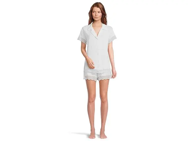 Eberjey Malou Short Sleeve Pj Set Pajama Sets Ivory - Blue