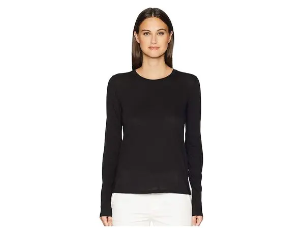 Vince Essential Long Sleeve Jersey Crew - Black