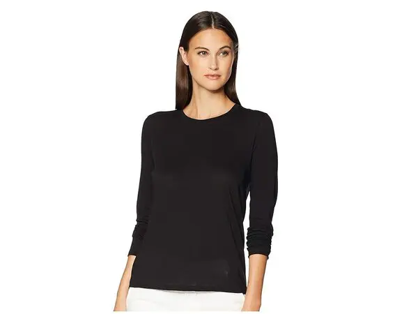 Vince Essential Long Sleeve Jersey Crew - Black