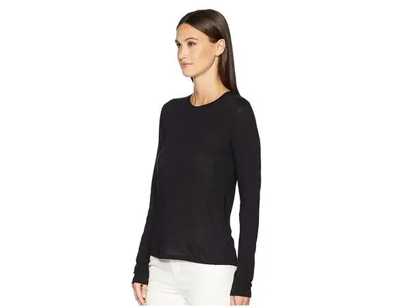 Vince Essential Long Sleeve Jersey Crew - Black