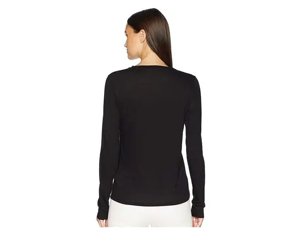 Vince Essential Long Sleeve Jersey Crew - Black