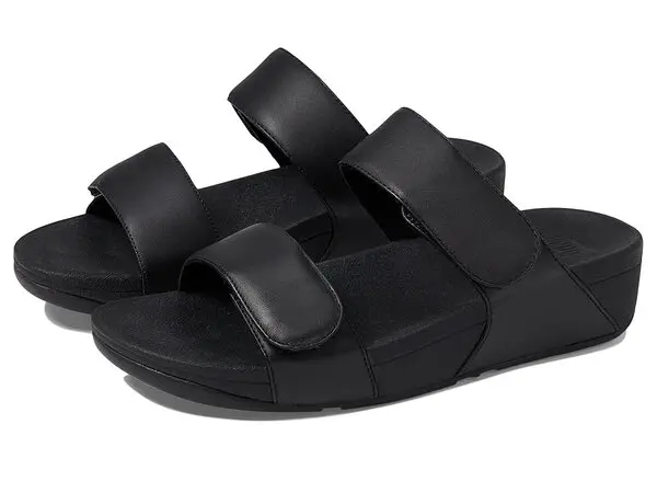 Fitflop Lulu Adjustable Leather Slides - Black