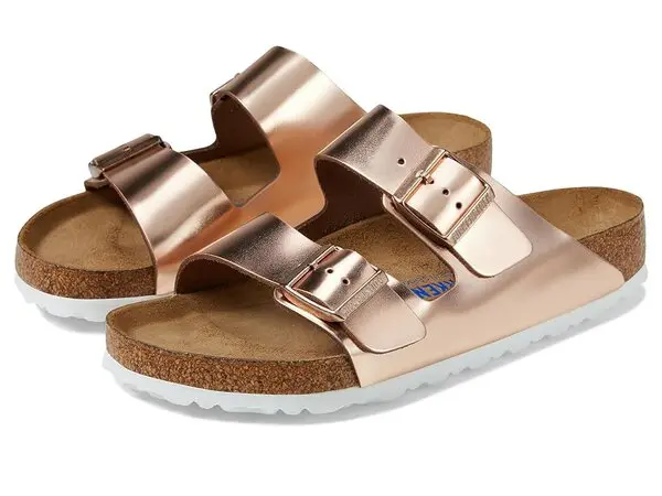 BIRKENSTOCK Arizona Soft Footbed Metallic Leather Dress Sandals - Bronze