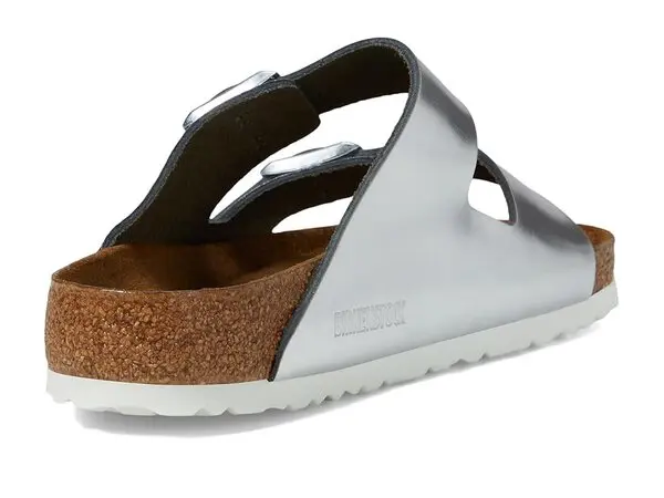BIRKENSTOCK Arizona Soft Footbed Metallic Leather Dress Sandals - Silver