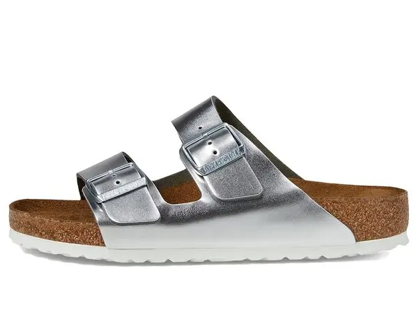 BIRKENSTOCK Arizona Soft Footbed Metallic Leather Dress Sandals - Silver