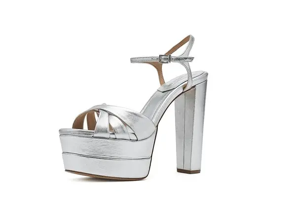 Schutz Keefa High Platform Sandals - Silver