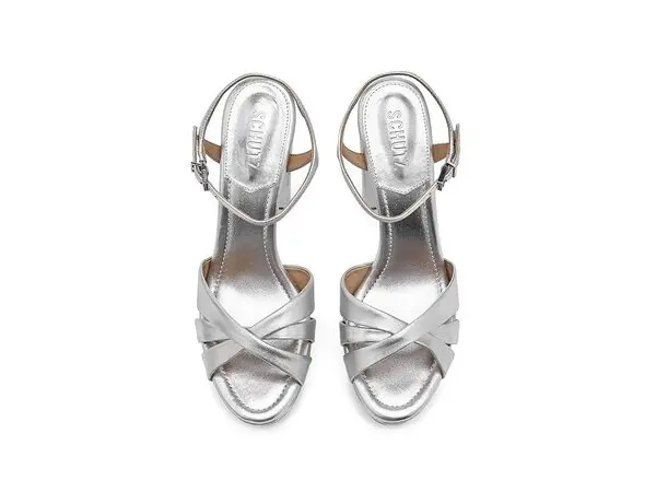 Schutz Keefa High Heel Platform Sandals - Silver