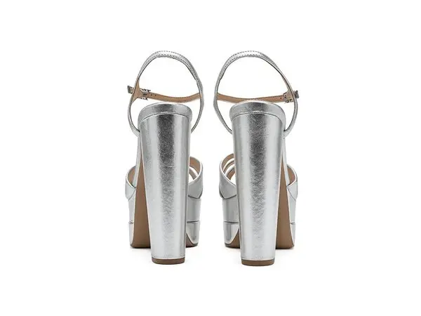 Schutz Keefa High Heel Platform Sandals - Silver