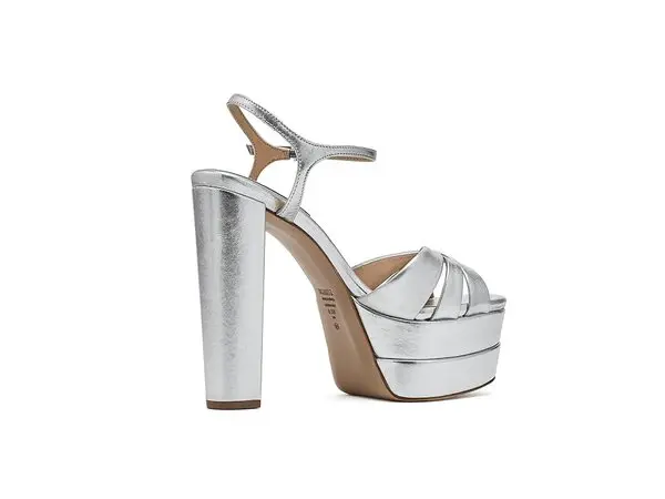 Schutz Keefa High Heel Platform Sandals - Silver