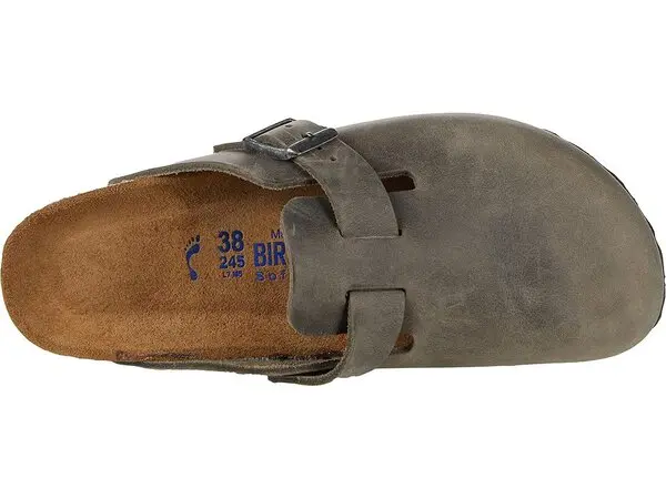 BIRKENSTOCK Boston Soft Footbed Oiled Leather Clogs - Gray