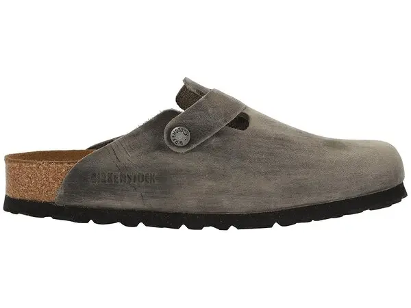 BIRKENSTOCK Boston Soft Footbed Oiled Leather Clogs - Gray