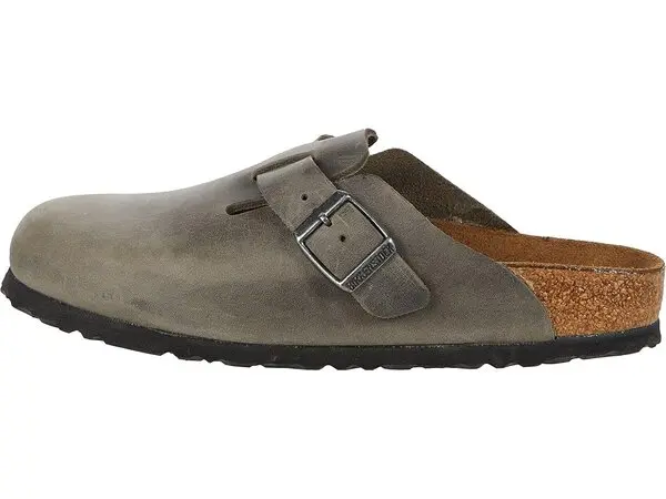 BIRKENSTOCK Boston Soft Footbed Oiled Leather Clogs - Gray