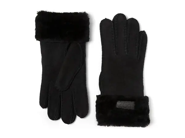 UGG Turn Cuff Water Resistant Sheepskin Gloves - Black