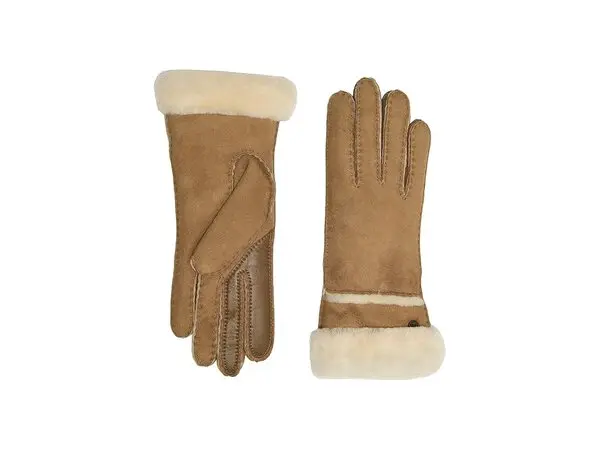 UGG Seamed Water Resistant Sheepskin Gloves - Brown