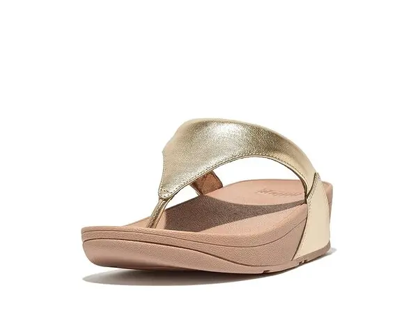 Fitflop Lulu Leather Toe-post Metallic Sandals - Gold