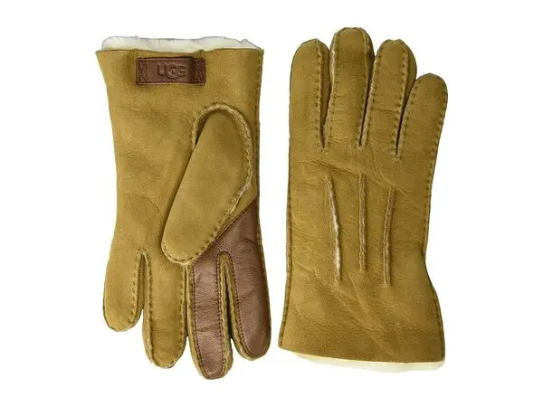 UGG Contrast Water Resistant Sheepskin Gloves - Brown