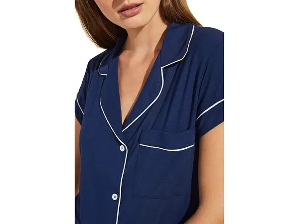 Eberjey Gisele S/slv Crop Pj Set Pajama Sets Pure Ivory - Blue